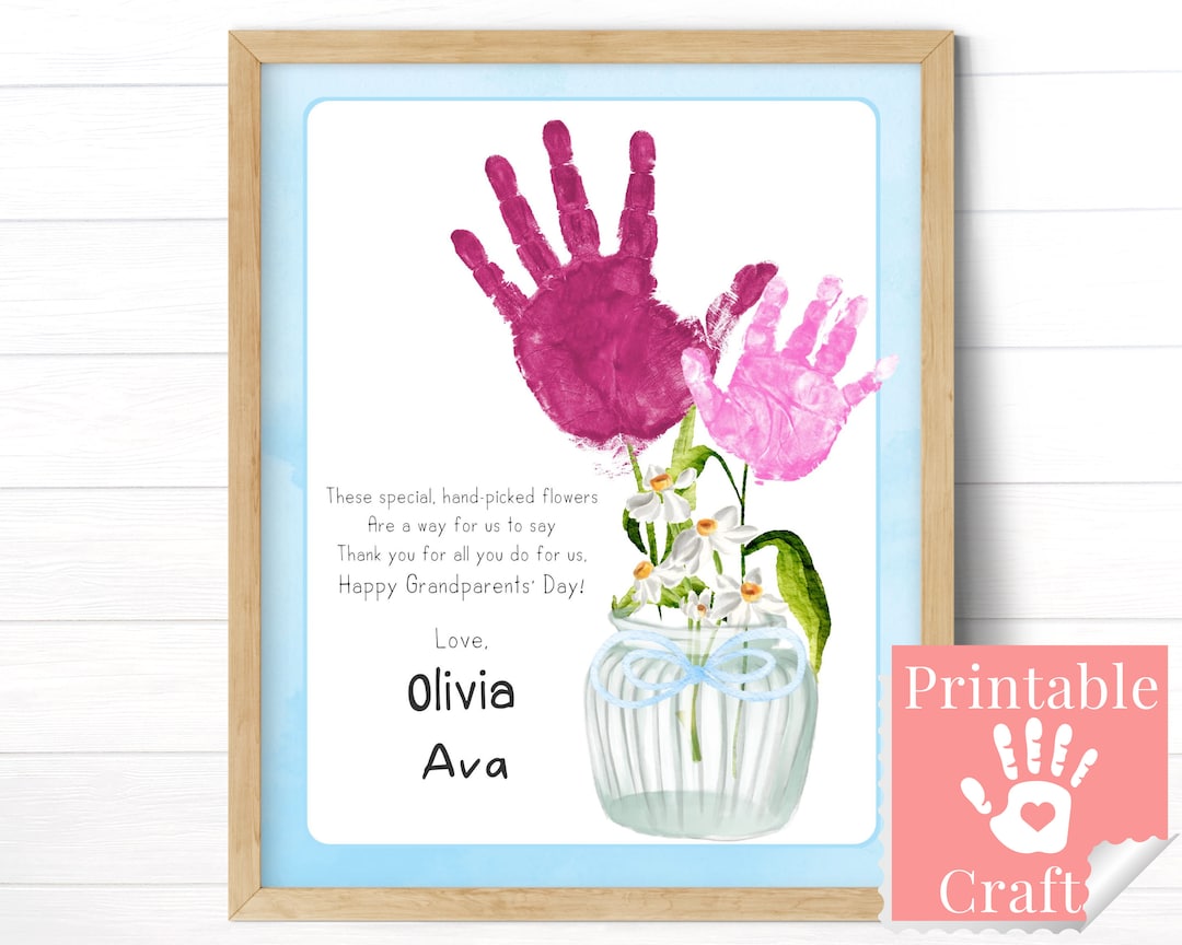 Grandparents Day Handprint Flowers, DIY Poem Card From 2 Grandkids ...
