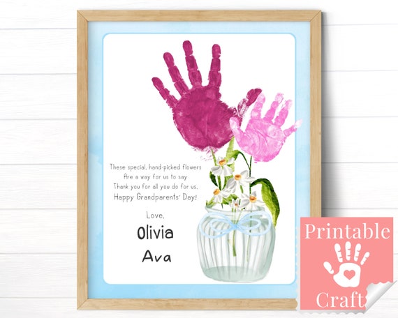 Grandparents Day Handprint Flowers DIY Poem Card From 2 - Etsy