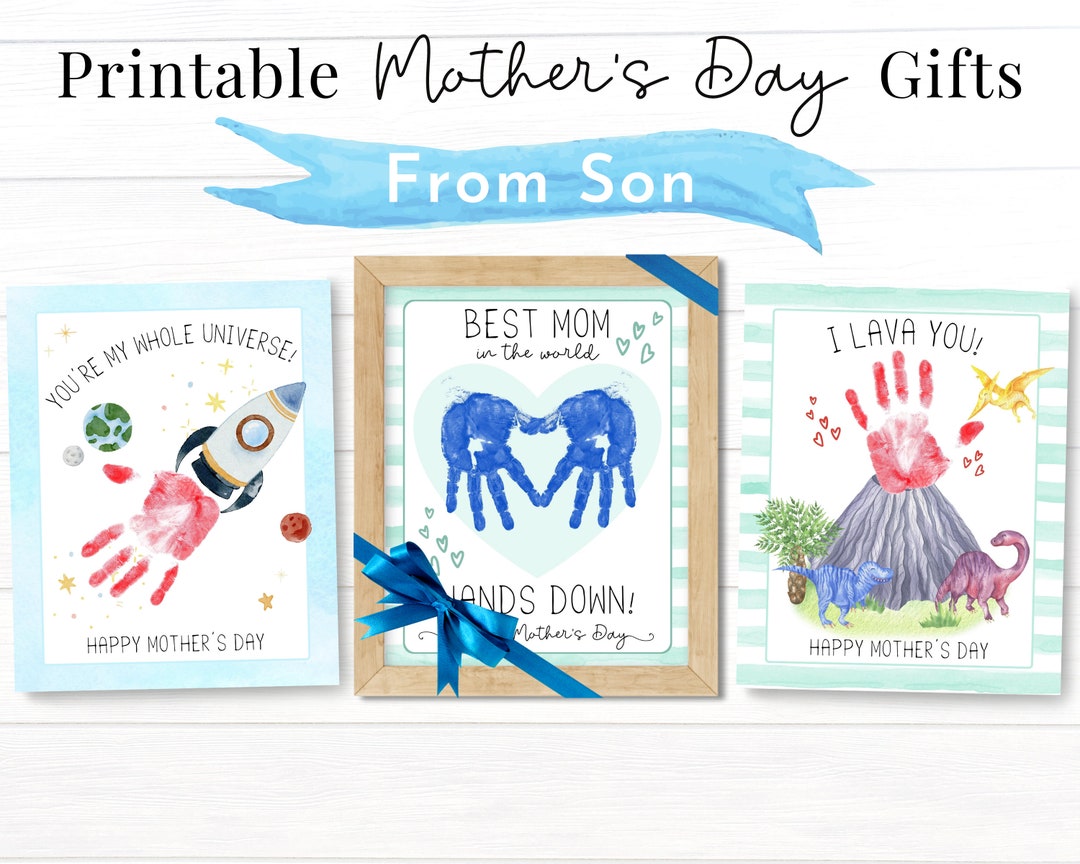 Mother's Day Gifts From Son, Printable Handprint Crafts for Boys, Set ...