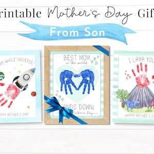 Mother's Day Gifts From Son, Printable Handprint Crafts for Boys, Set ...