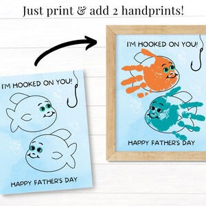 Father's Day Gift From Kid, Printable Handprint Art Craft, Hooked on ...