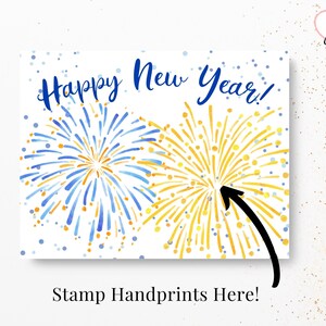 New Year Handprint Printable Craft for Kids, Finger Paint Art Activity ...