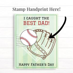 Fathers Day Gift From Son, Baseball Dad Gift, Handprint Card, I Caught ...