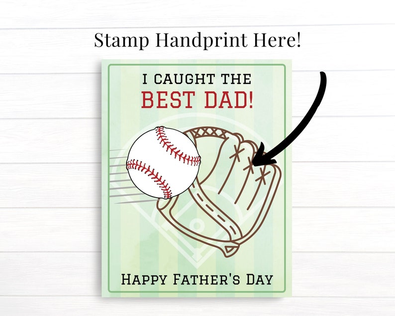 Fathers Day Gift From Son Baseball Dad Gift Handprint Card - Etsy