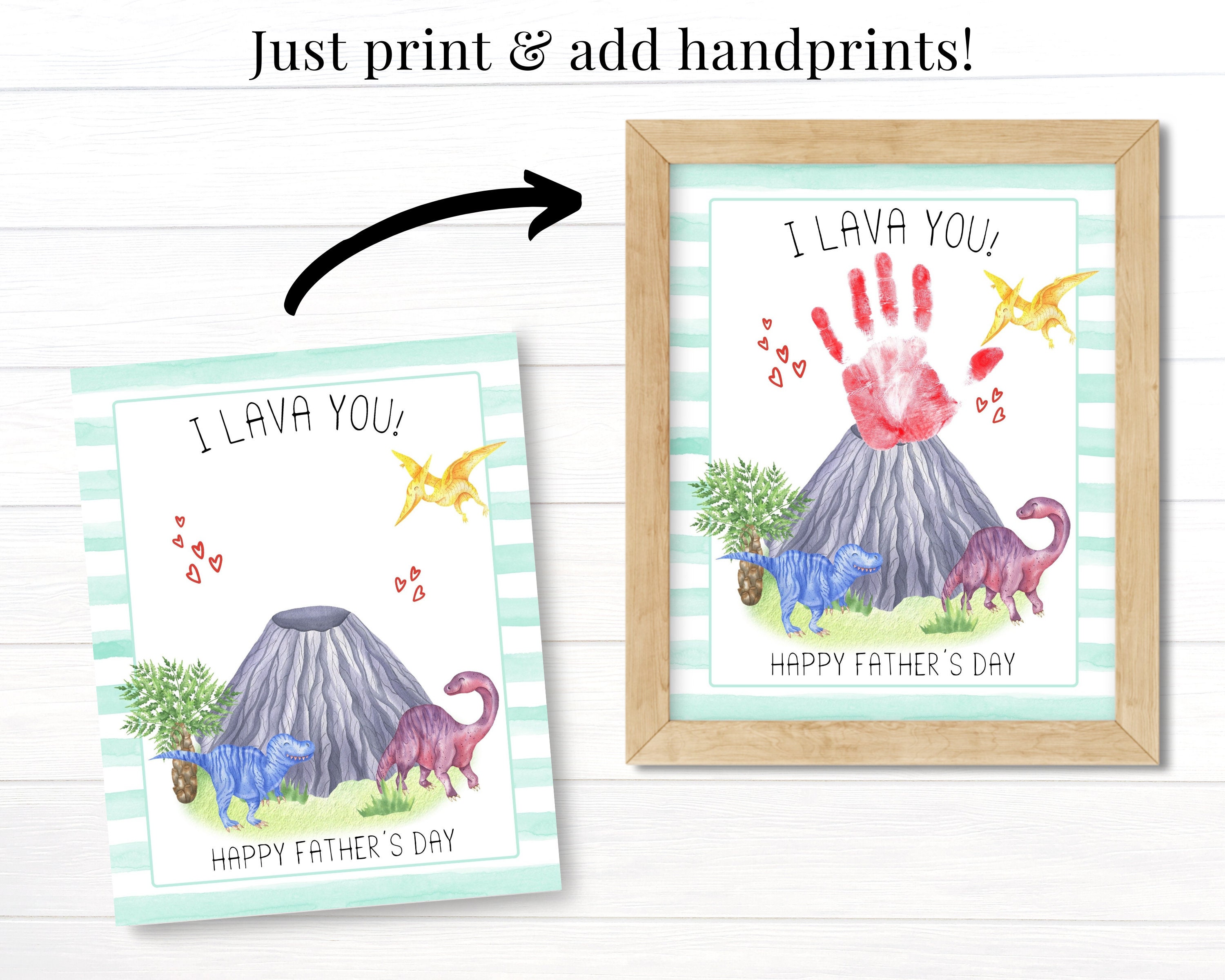 Fathers Day Toddler Dinosaur Craft, I Lava You Volcano Handprint Art ...