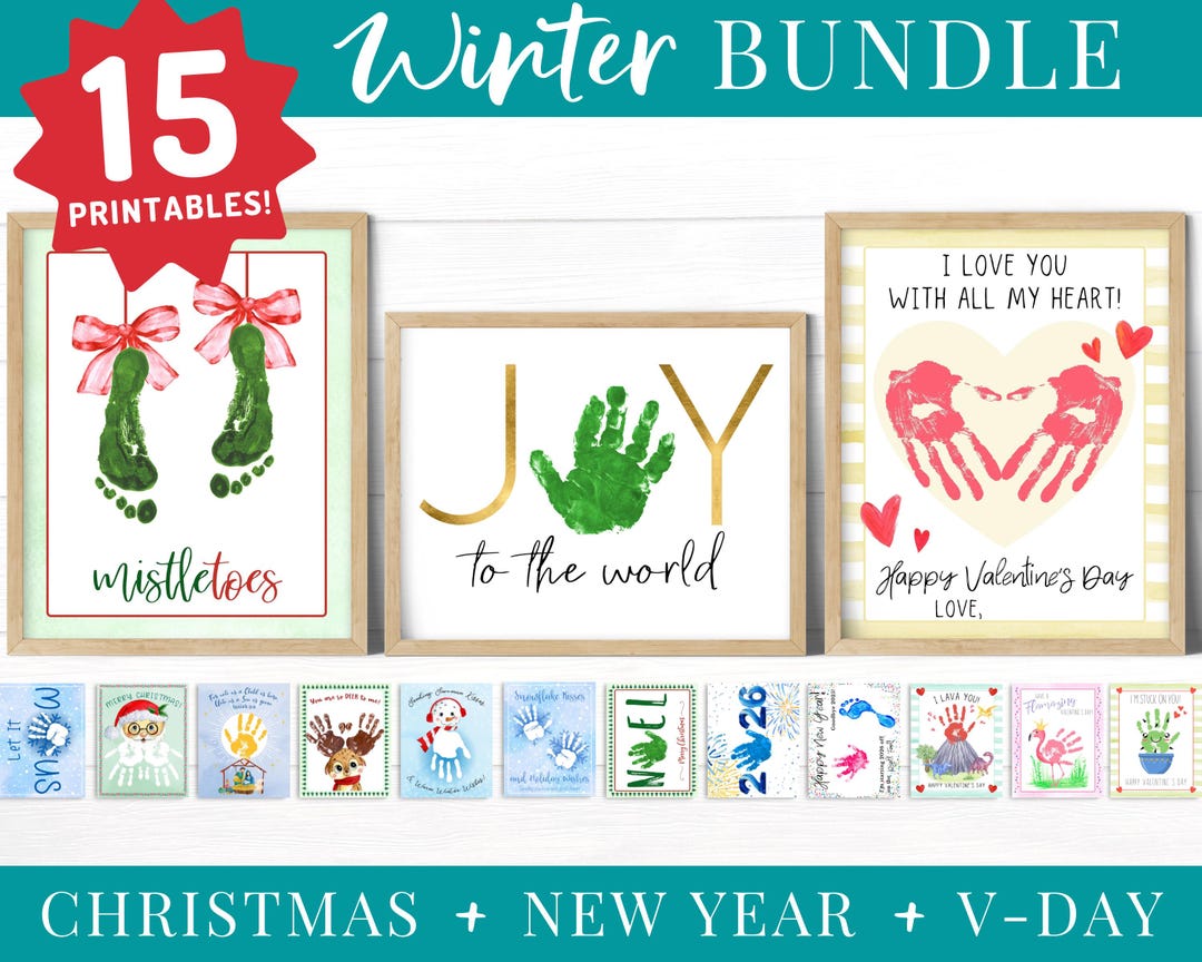 Winter Crafts for Preschoolers, Toddler Handprint Art, Printable Kit ...