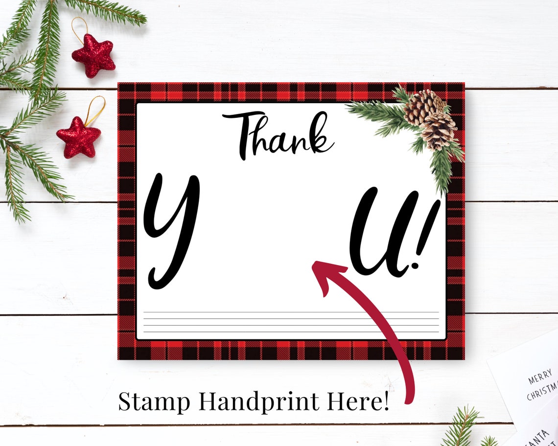 Kids Handprint Christmas Thank You Cards, Printable Template Pack ...