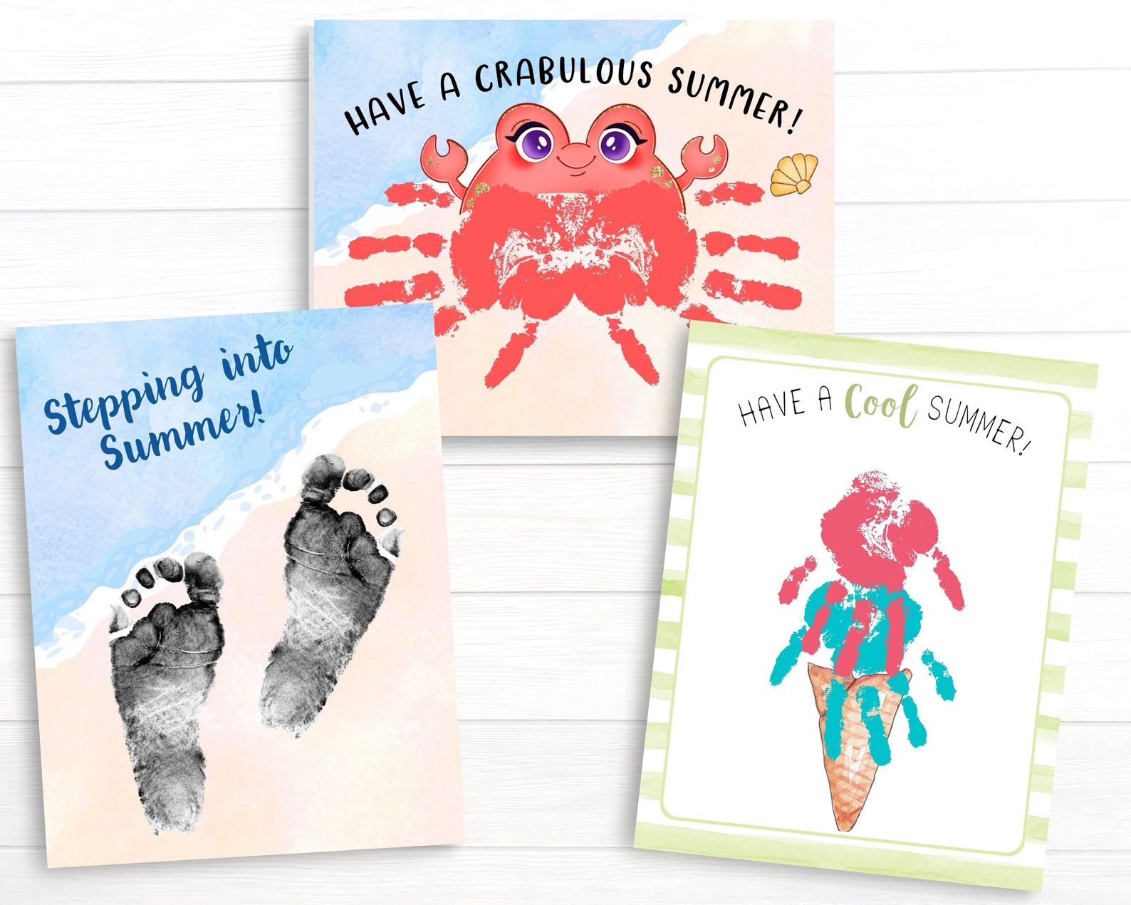 Summer School Handprint Art Set of 5, Preschool or Daycare Crafts ...