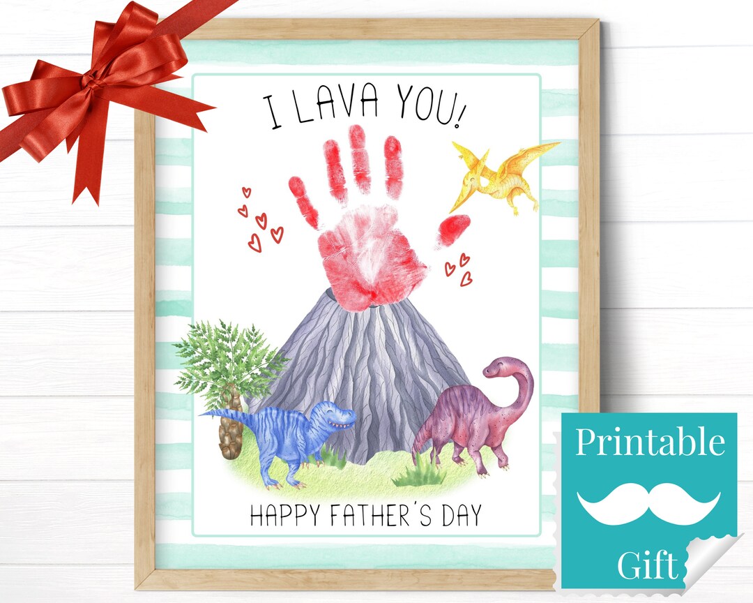 Fathers Day Toddler Dinosaur Craft, I Lava You Volcano Handprint Art ...