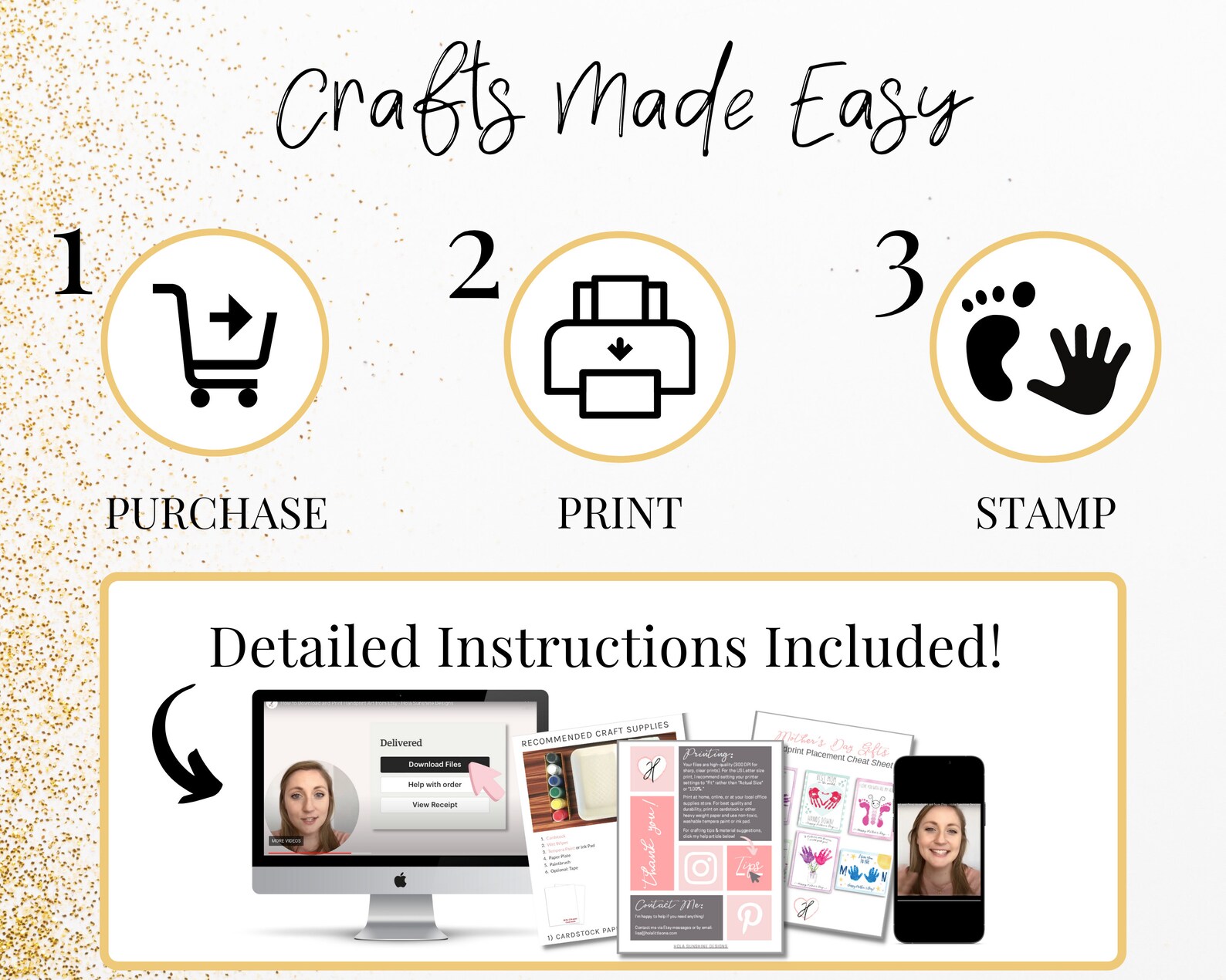 New Year Handprint Printable Craft for Kids, Finger Paint Art Activity ...