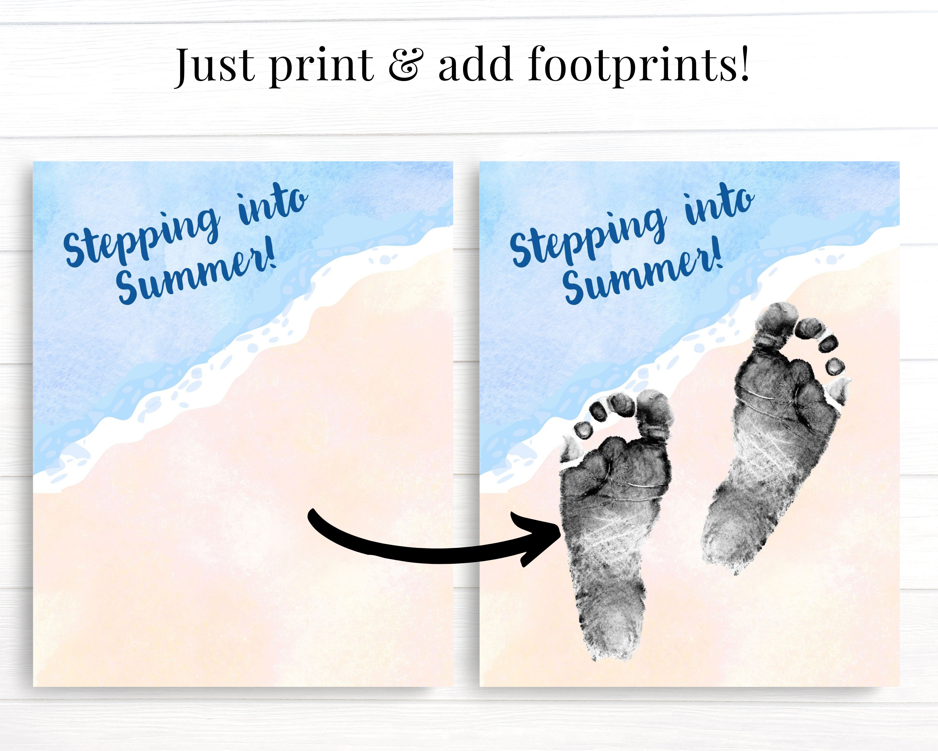 Baby Beach Footprint Art Summer Craft Printable Activity - Etsy Canada
