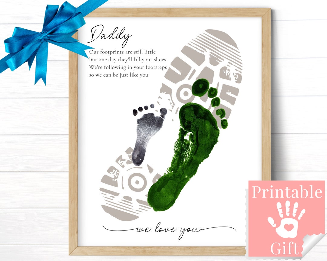 2 Kids Gift for Daddy, Footprint Art Craft, Poem Print Card, Happy ...