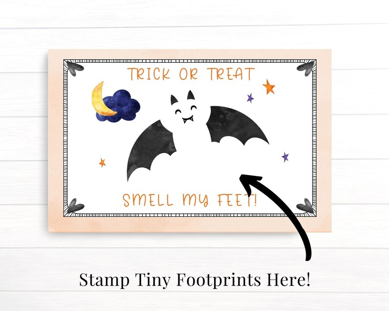 NICU Halloween Card Printable Bat Footprint Art Craft to Send - Etsy