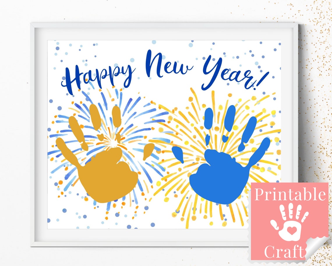 New Year Handprint Printable Craft for Kids Finger Paint Art - Etsy