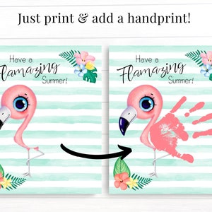 Flamingo Handprint Craft for Kids, Last Day of Preschool Printable ...