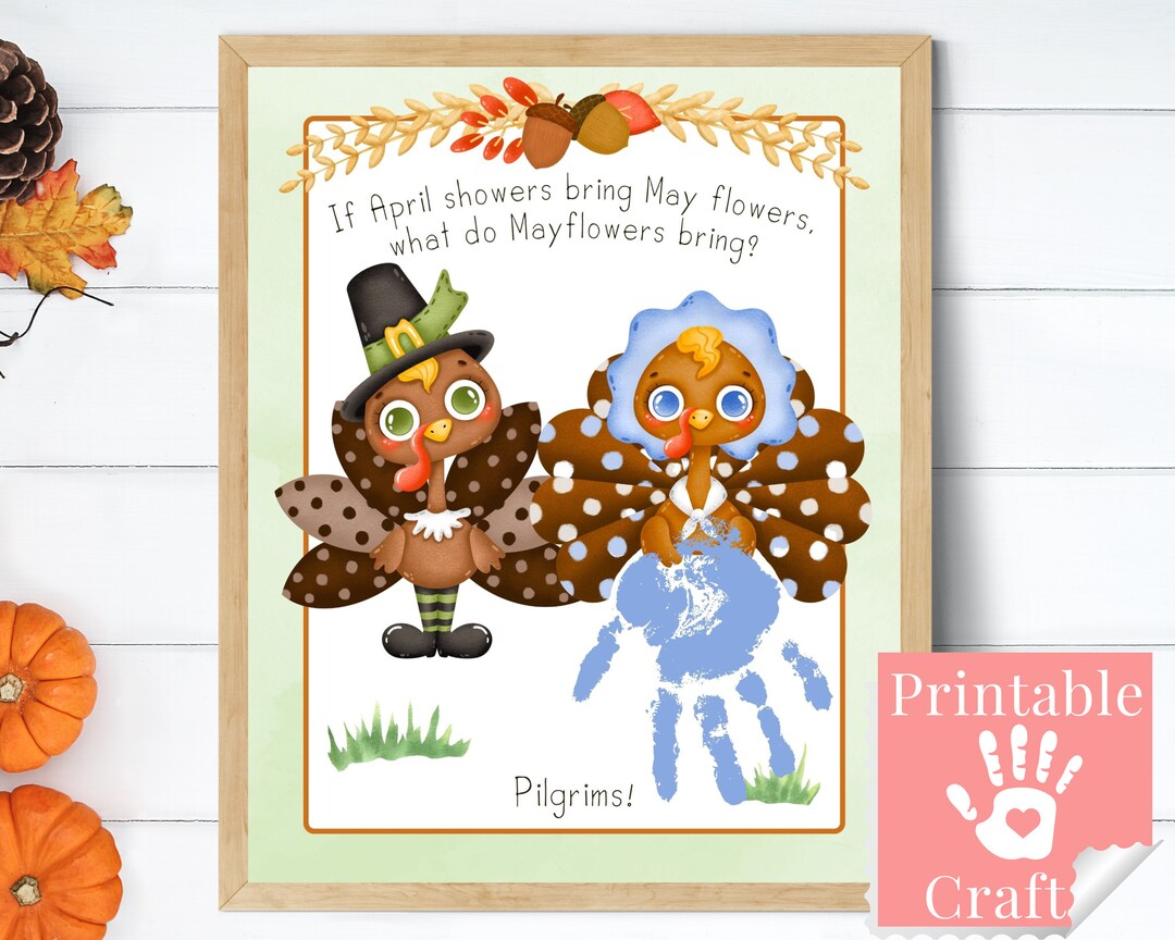 Thanksgiving Pilgrim Craft for Preschool, Printable Kids Art, Handprint ...