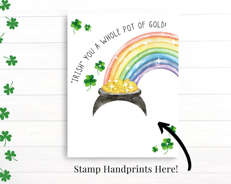 Pot of Gold Rainbow Handprint Art for St. Patrick's Day | Etsy