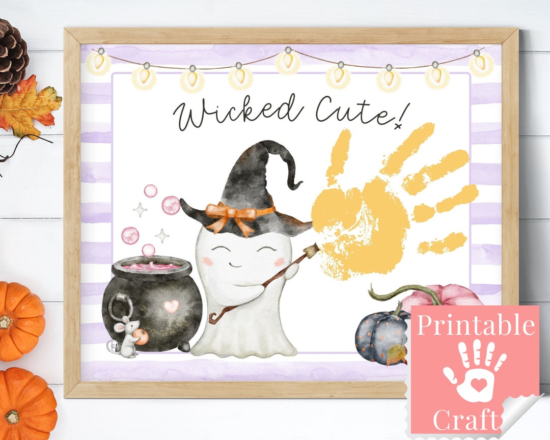 Halloween DIY Toddler Craft, Wicked Cute Handprint Art Printable, Witch ...