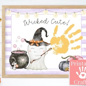 Halloween DIY Toddler Craft, Wicked Cute Handprint Art Printable, Witch ...