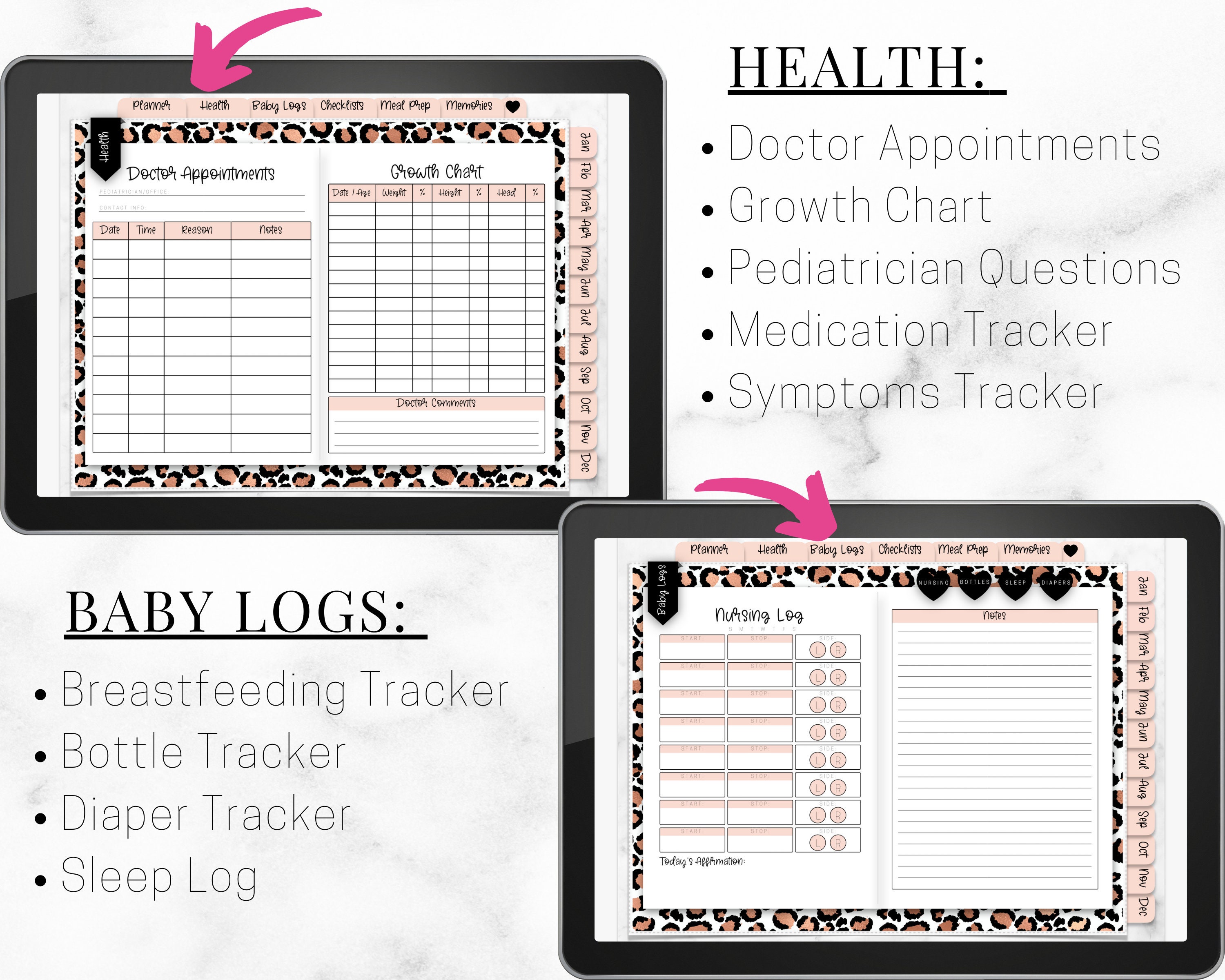 Digital New Mom Planner, Newborn Baby Breastfeeding Organizer and ...