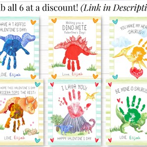 Dinosaur Valentine Card Printable for Girl, Preschool Handprint Art ...