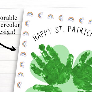 Shamrock Handprint Craft, Preschool or Daycare Paint Activity, Happy St ...