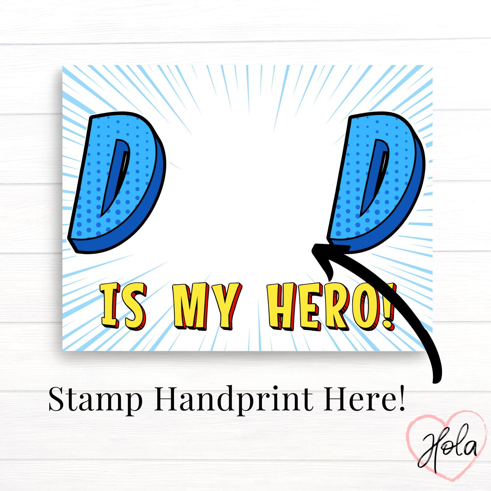 Handprints Father's Day Gift, Custom Dad is My Hero Comic Book Theme ...