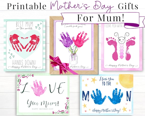 Gifts for Mum Mother's Day Handprint Cards From Kids Set - Etsy