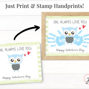 Valentine Crafts for Kids, Owl Valentines Day Card, Toddler Handprint ...