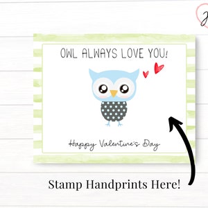 Valentine Crafts for Kids, Owl Valentines Day Card, Toddler Handprint ...