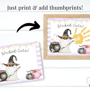 Halloween DIY Toddler Craft, Wicked Cute Handprint Art Printable, Witch ...