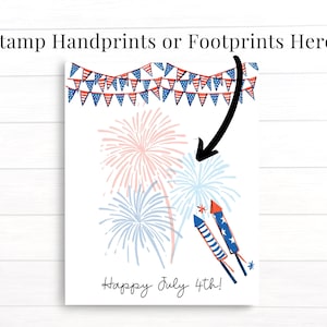 Fireworks Handprint Art for July 4th, USA Independence Day, Patriotic ...