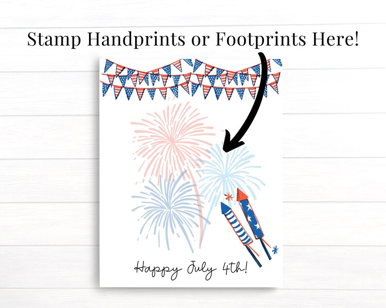 Fireworks Handprint Art for July 4th, USA Independence Day, Patriotic ...