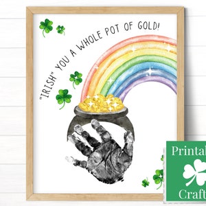 Pot of Gold Rainbow Handprint Art for St. Patrick's Day | Etsy