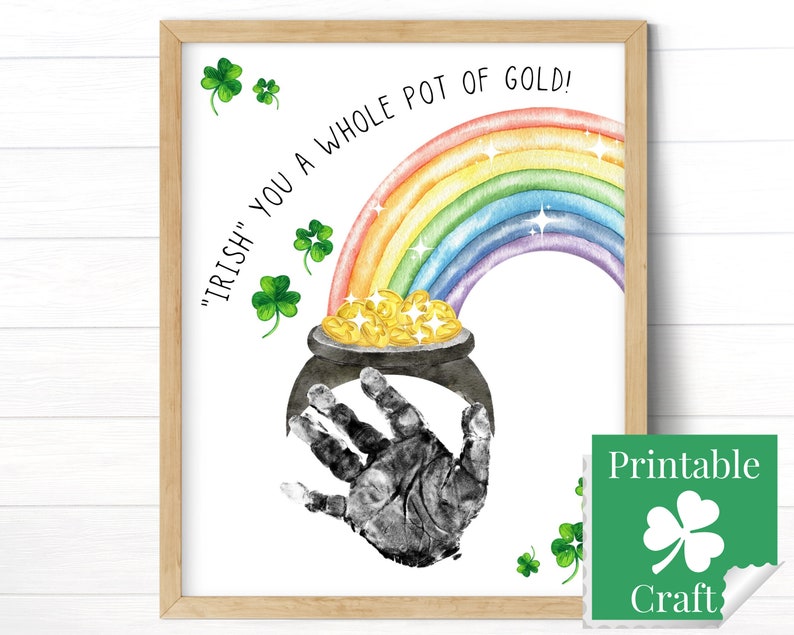 Pot of Gold Rainbow Handprint Art for St. Patrick's Day | Etsy