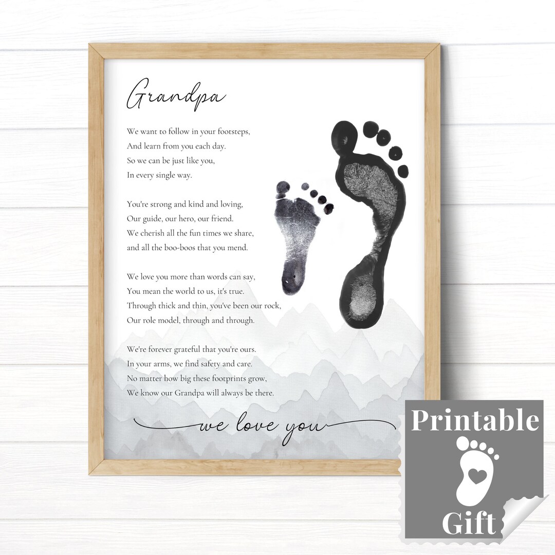 Footprint Art Poem for Grandpa, Custom Gift From Grandkids, Printable ...