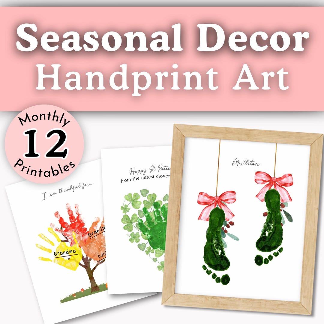 Handprint Art Decor 12 Months, Seasonal and Holiday Keepsakes for Moms ...