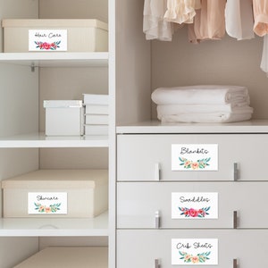 Nursery Organization, Set of 80 Floral Printable Drawer Labels for Baby ...