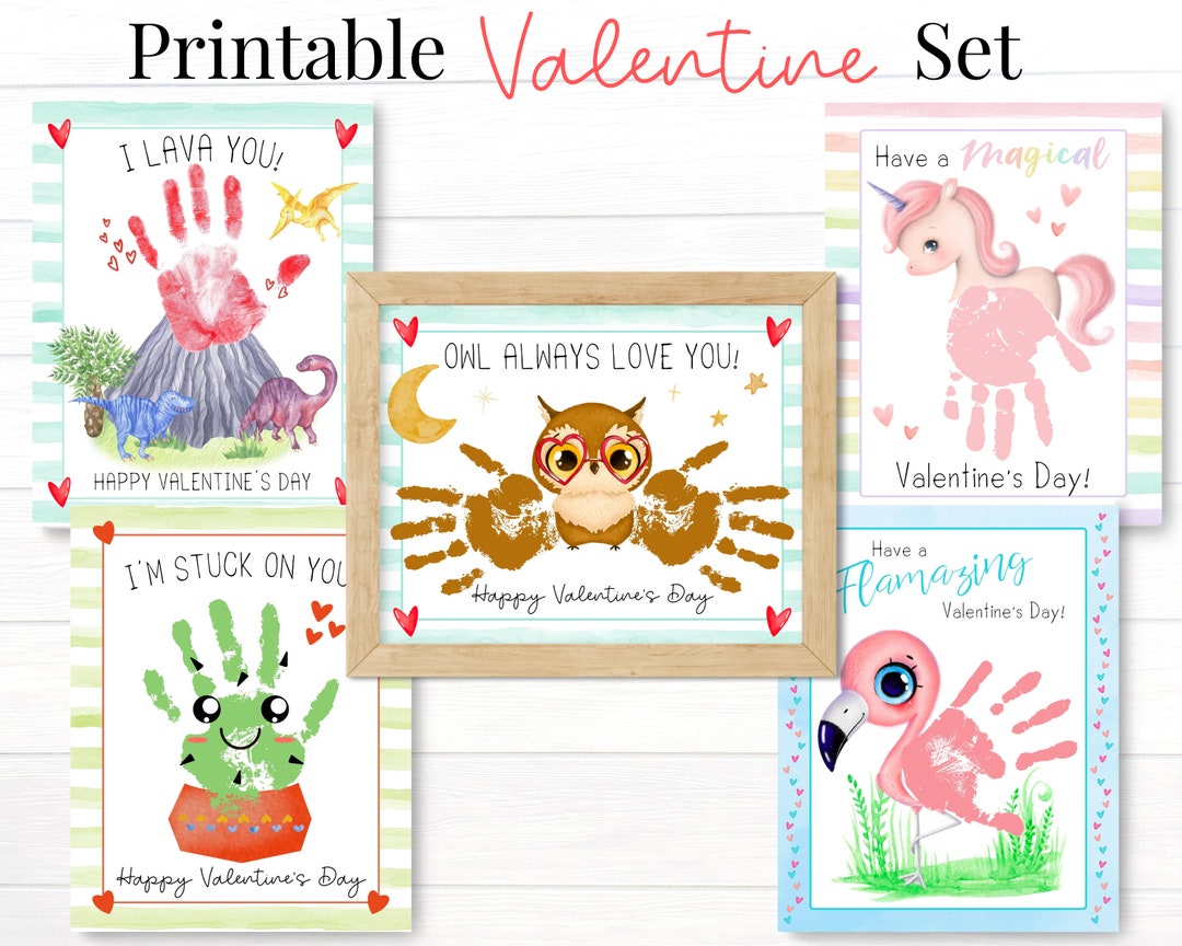 Valentines Day Handprint Cards Bundle, Preschool Valentine Art Craft ...