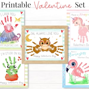 Valentines Day Handprint Cards Bundle, Preschool Valentine Art Craft ...