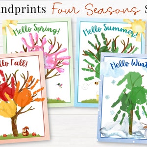 Four Seasons Handprint Trees, Preschool Lesson Printables, Hand Art ...