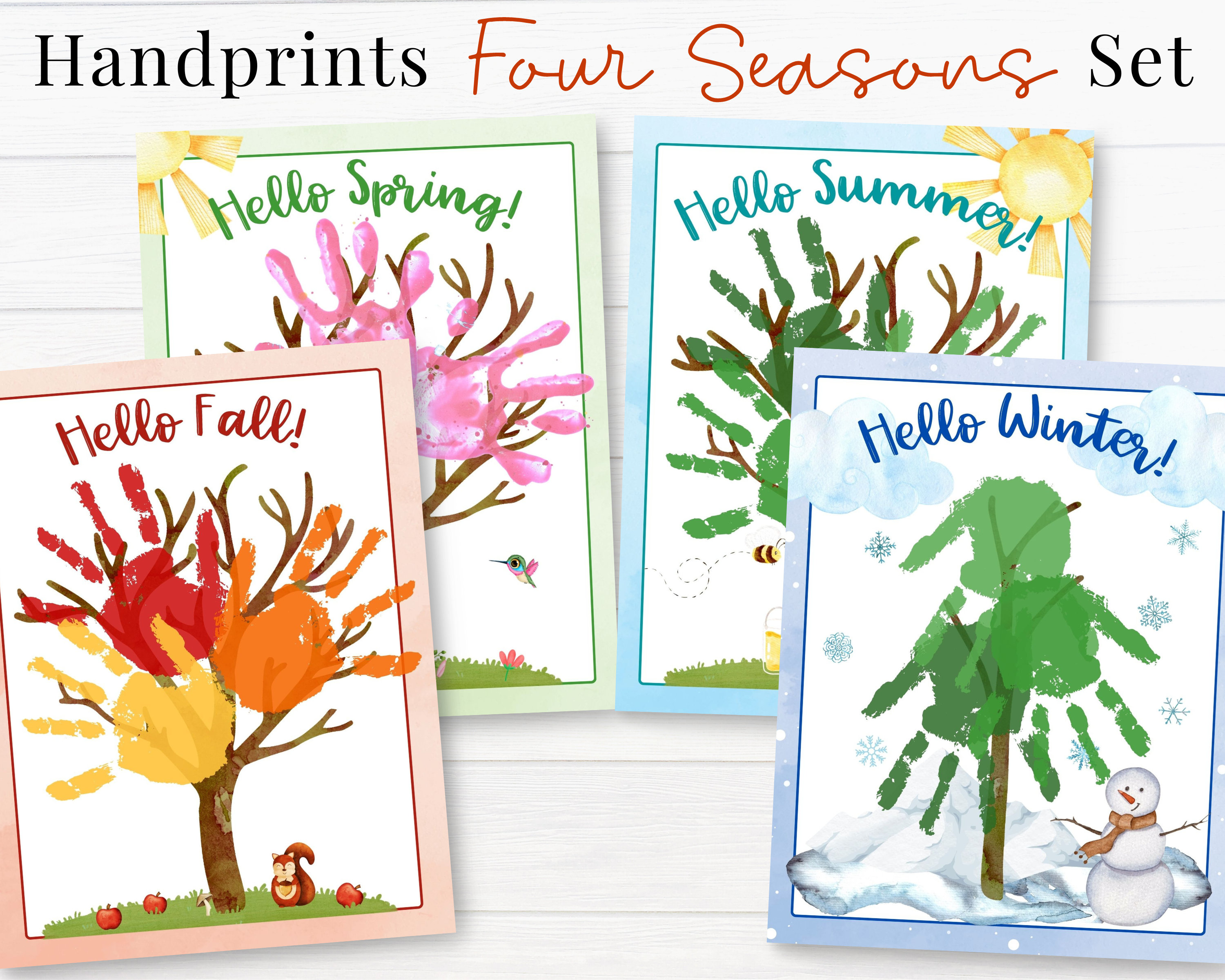 Four Seasons Handprint Trees Preschool Lesson Printables - Etsy Australia