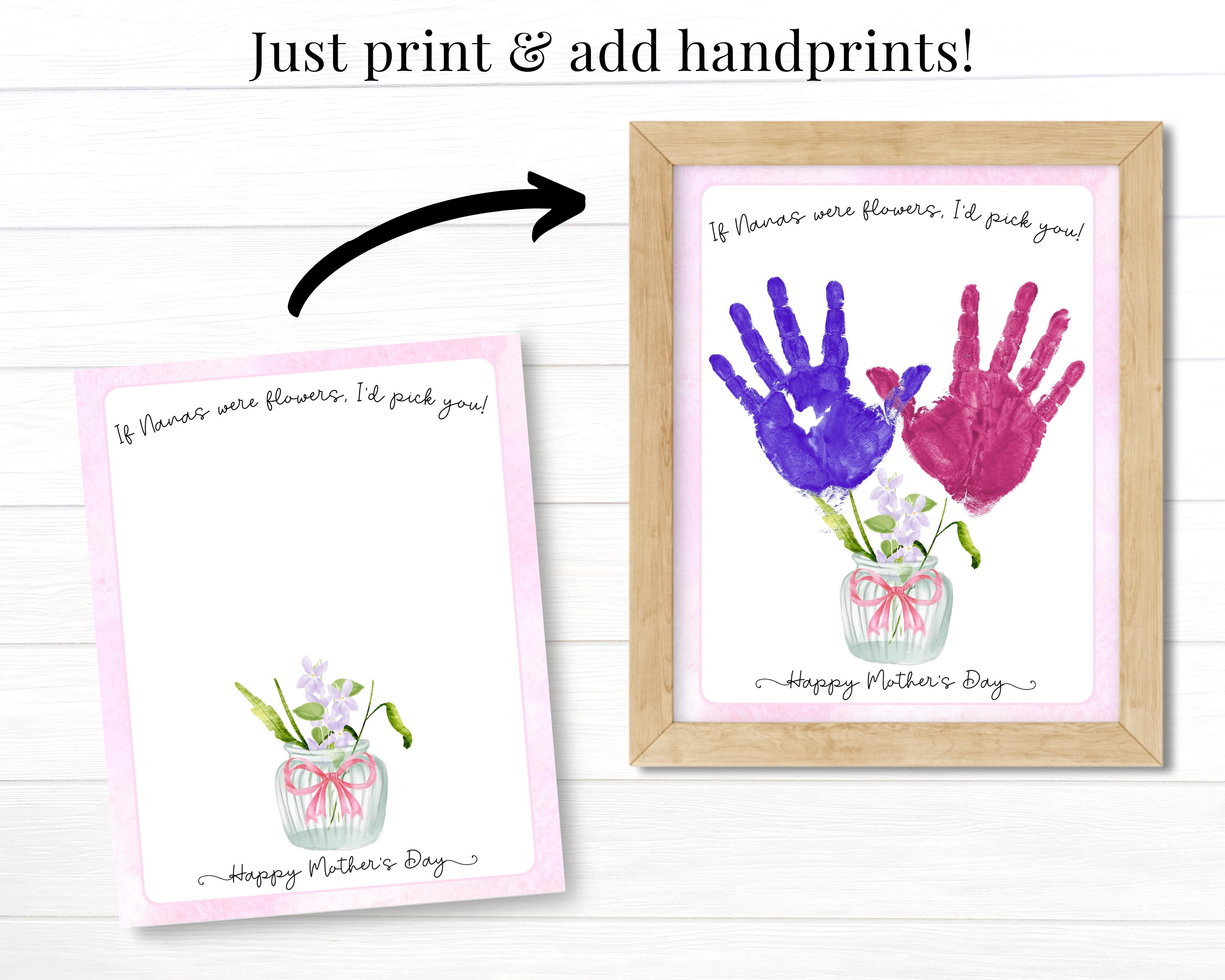 Nana Mothers Day Gift, Handprint Crafts for Kids, Flowers Card From ...