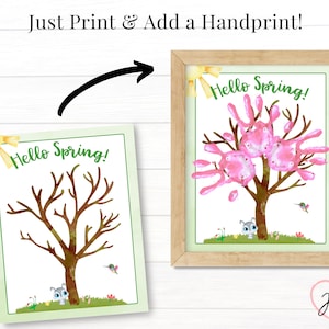 Hello Spring Printable for Kids, Preschool Class Handprint Craft ...