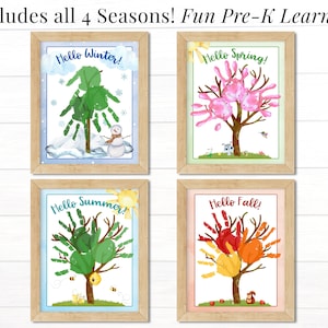 Four Seasons Handprint Trees, Preschool Lesson Printables, Hand Art ...