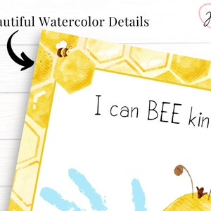 Preschool Kindness Craft, I Can Bee Kind Handprint Art, Toddler Project ...