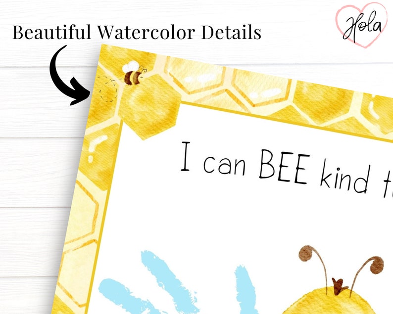 Preschool Kindness Craft, I Can Bee Kind Handprint Art, Toddler Project ...