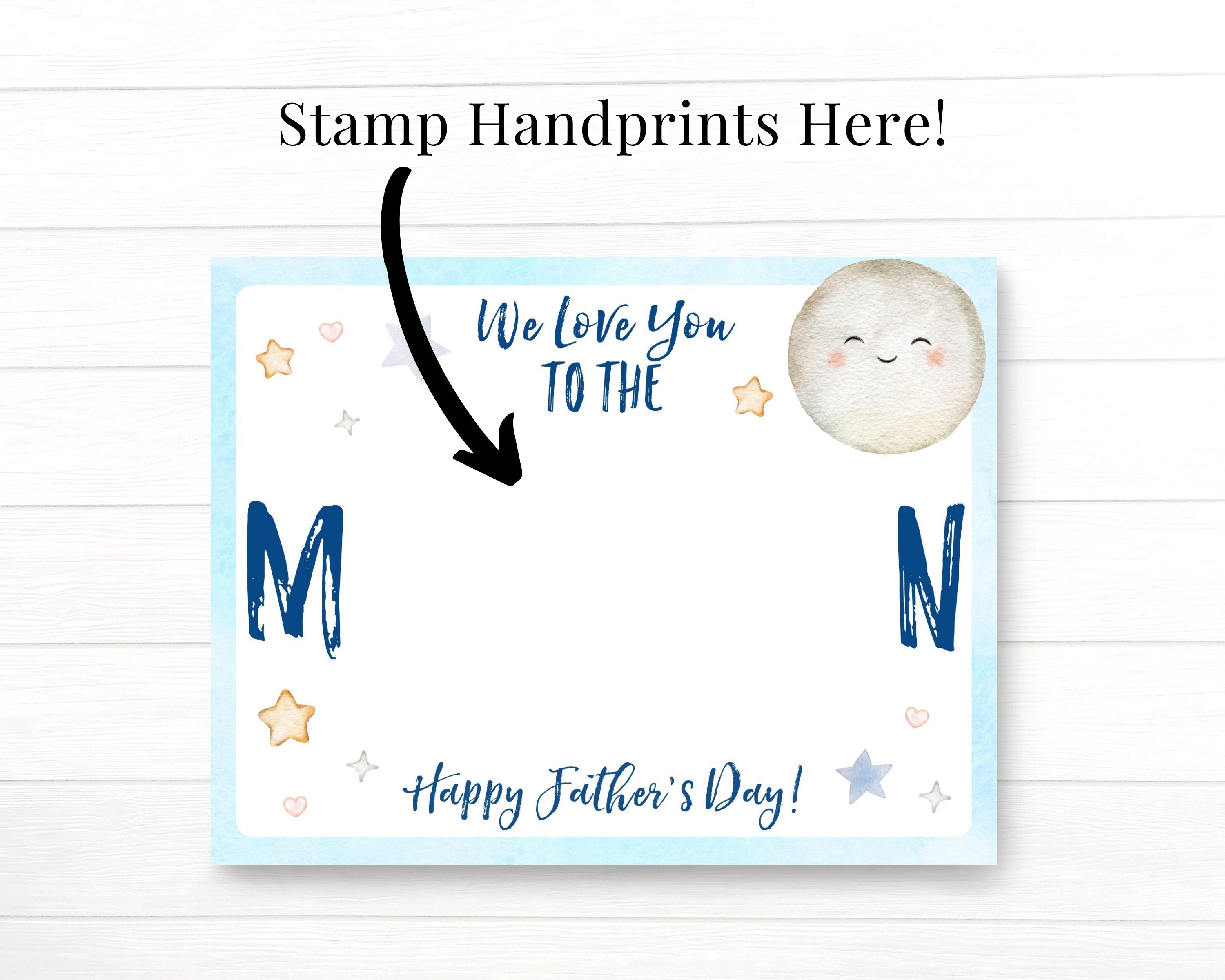 Fathers Day Gift for Dad, We Love You to the Moon, 2 Kids Handprint Art ...