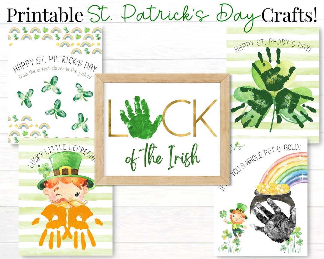 St Patricks Day Handprint Set, Printable Craft Kit for Kids, Preschool ...
