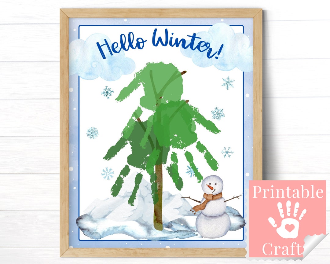 Winter Handprint Tree Craft for Kids and Teachers, Hello Winter ...